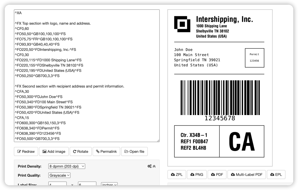 Labelary - ZPL在线浏览调试转换以及ZPL文档 - 帮助教程